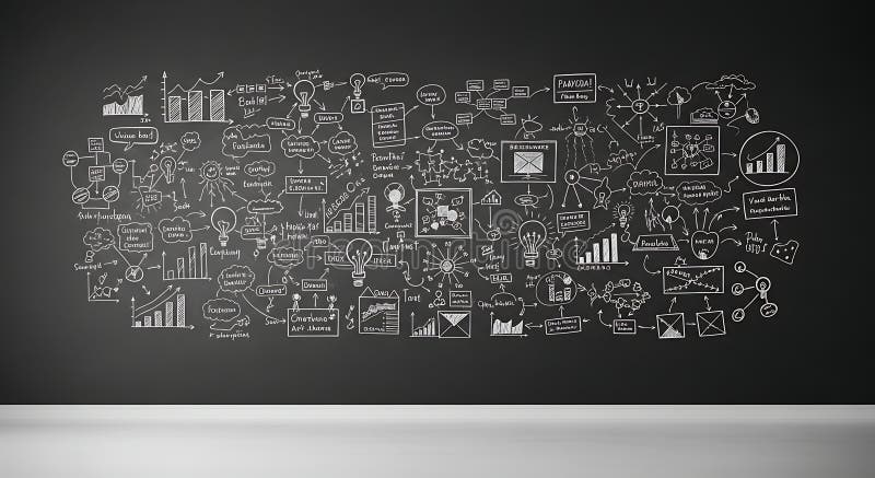 Business Strategy and Planning Chalkboard Drawing for Creative ...