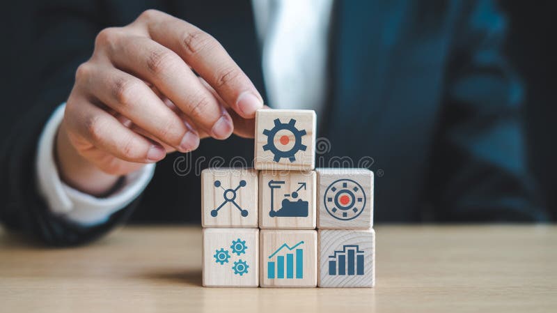 Business Strategy and Process Management Concept with Wooden Blocks for ...