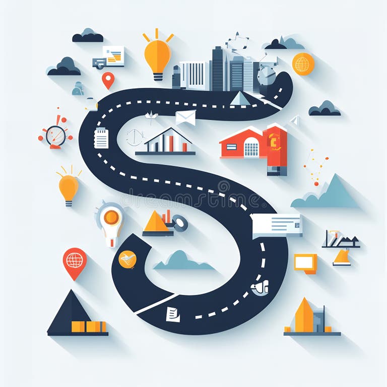 Business Strategy Road Map Success Path Planning Visual Graphic Design ...