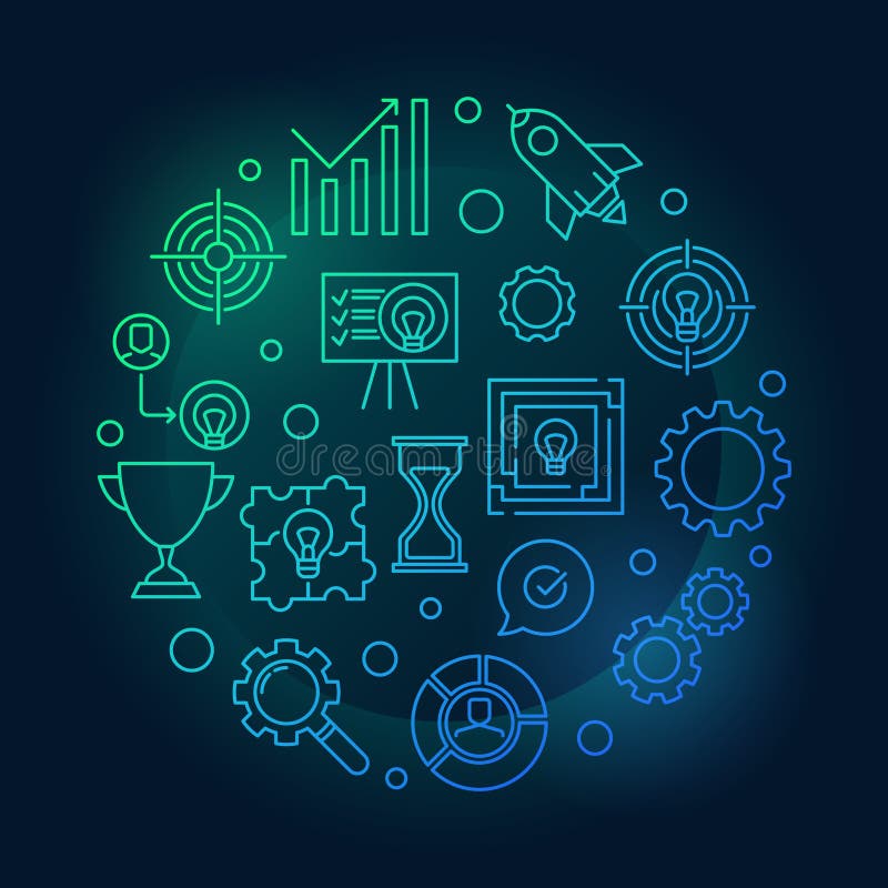 Marketing Strategy Vector Round Illustration in Line Style Stock Vector ... Marketing Strategy Vector Round Illustration in Line Style Stock Vector ...