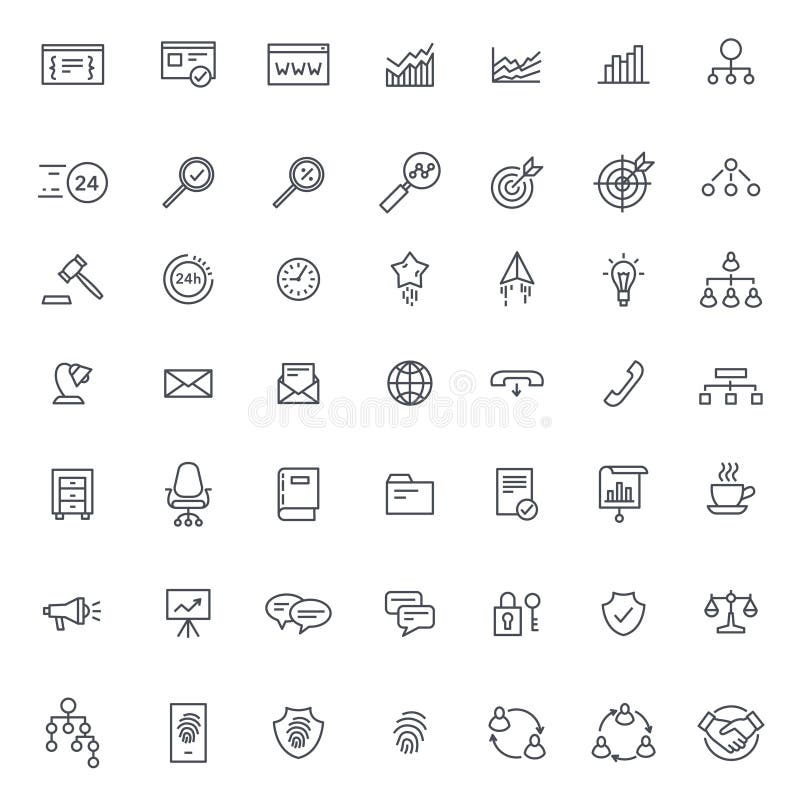 Business Strategy Thin Flat Icons Vector Set Stock Vector ...