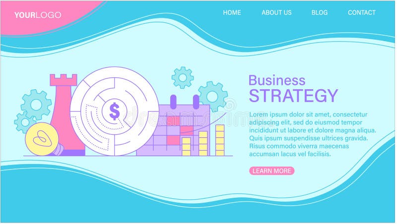 Business Strategy Web Page Template Stock Vector - Illustration of ...