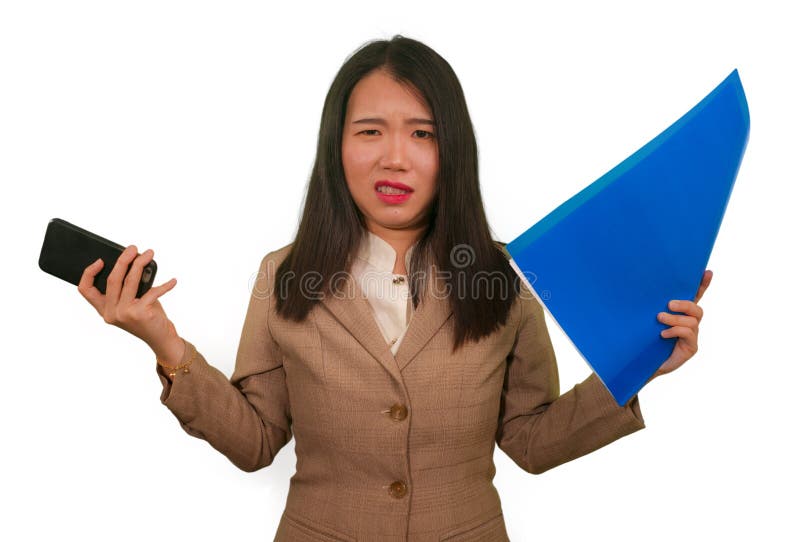 Business Stress Portrait Of Young Attractive Upset And Stressed