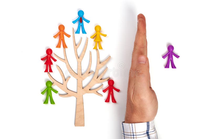 Staff Reduction Concept. Businessman Crosses People Out of Team Stock ...