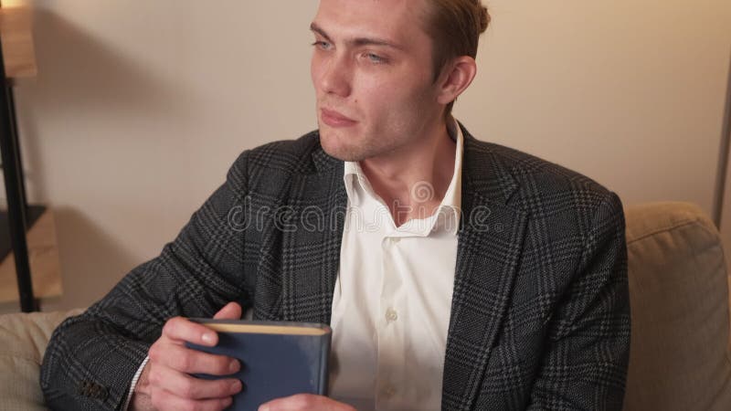 Business Study Project Idea Smart Man Reading Book Stock Footage ...