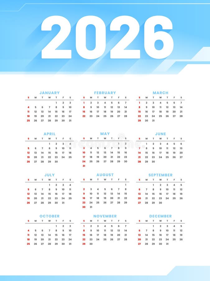 Business Style 2026 Full Page Calendar Layout Stock Vector ...
