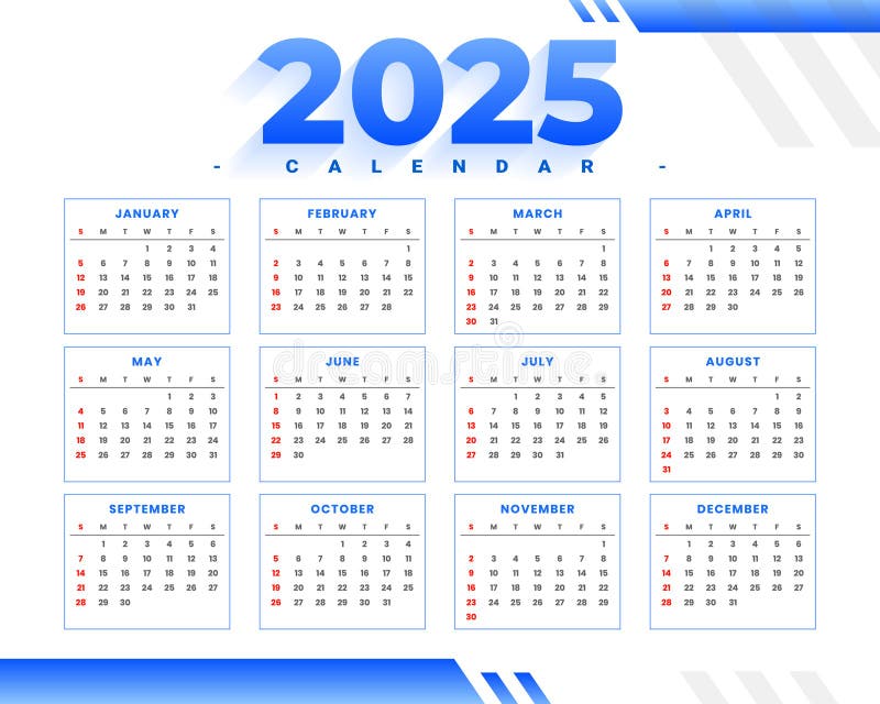 Business Style 2025 Monthly Calendar Template Printable Design Stock ...