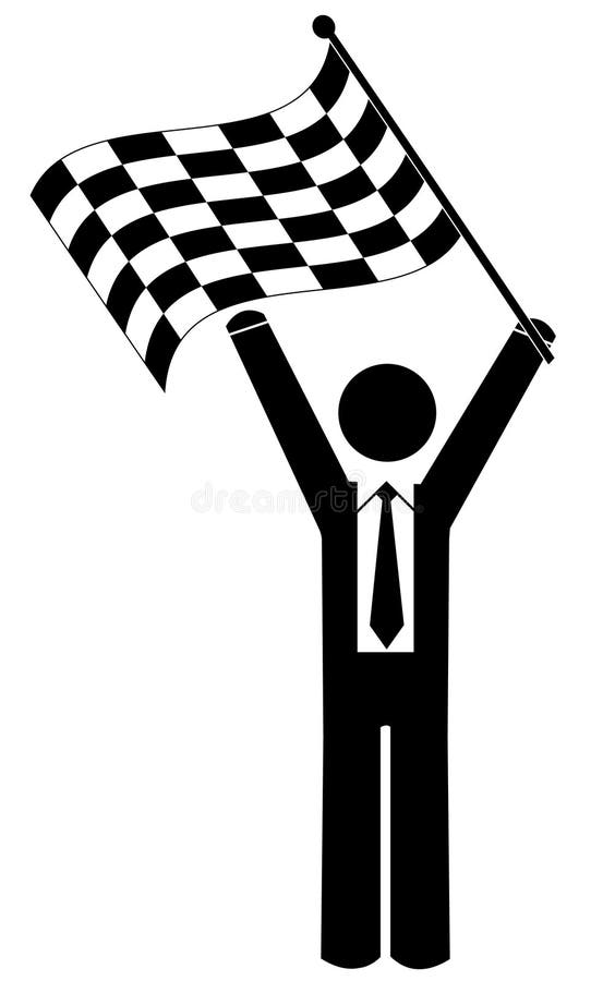 Business Man Celebrates Victory Checkered Flag Stock Vector ...