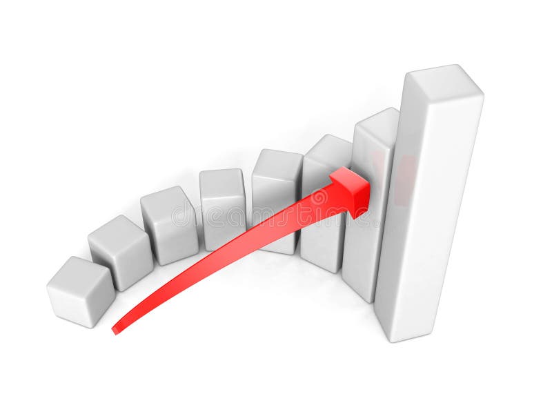 Business Success Bar Chart with Arrow on White Background Stock ...