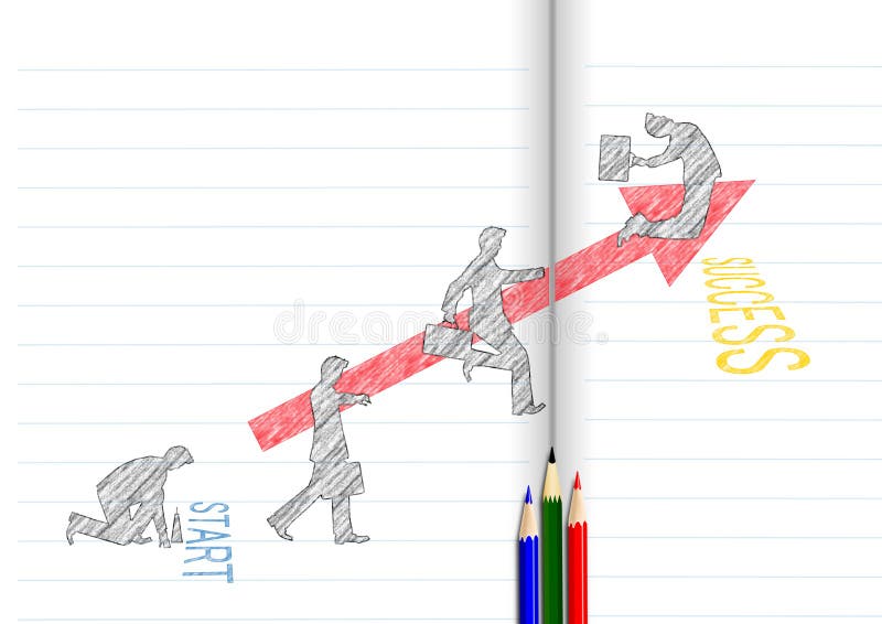 Business Success Concept Illustration Drawn with a Pencil on a Notebook ...