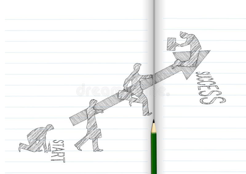 Business Success Concept Illustration Drawn with a Pencil on a Notebook ...