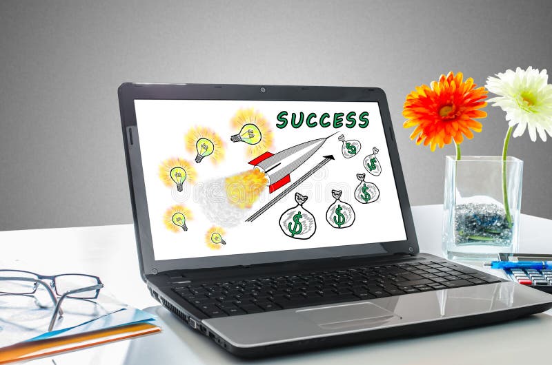 Business Success Concept on a Laptop Screen Stock Photo - Image of ...