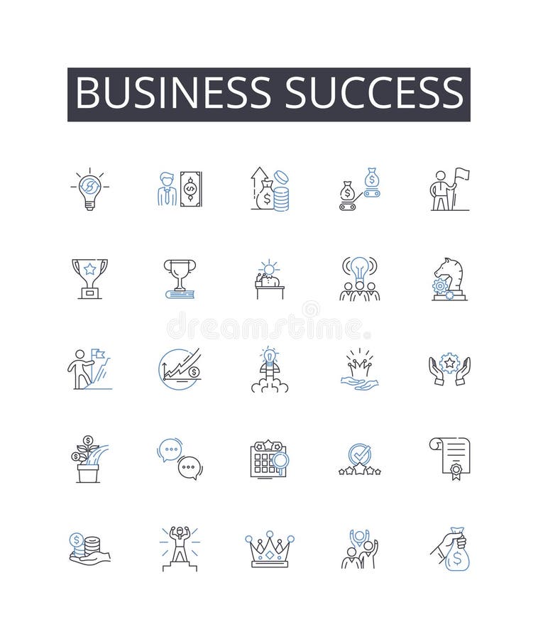 Business Success Line Icons Collection Automation Analytics