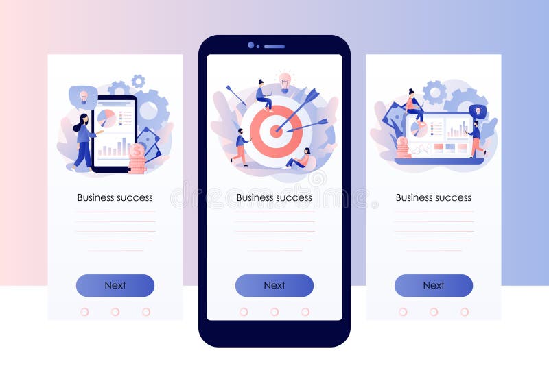 Business Success. Screen Template for Mobile Smart Phone. Flat Style ...