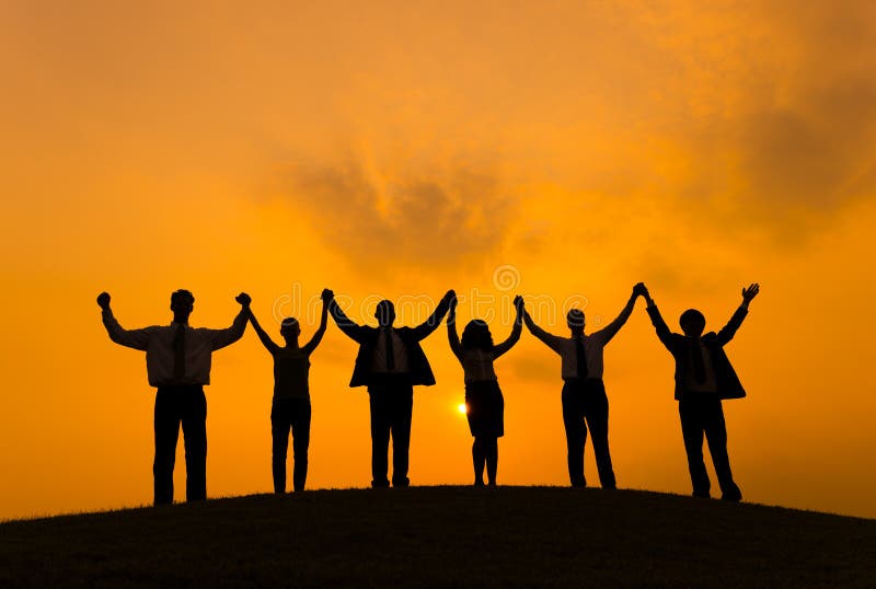 Business Success at Sunset stock photo. Image of raised - 44823690