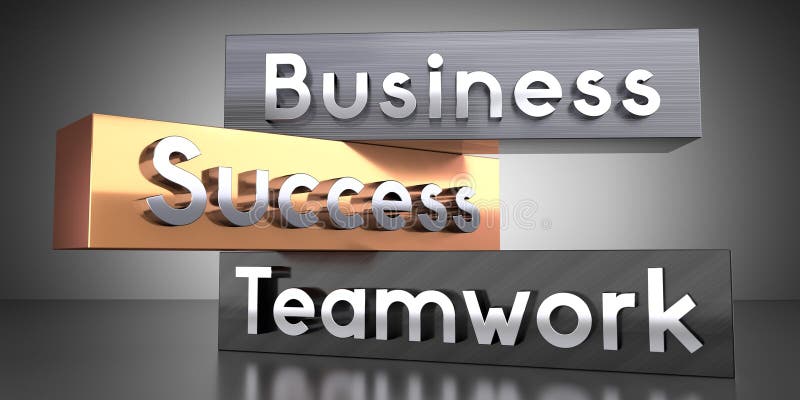 Business, Success, Teamwork - Words on Metal Blocks Stock Illustration ...