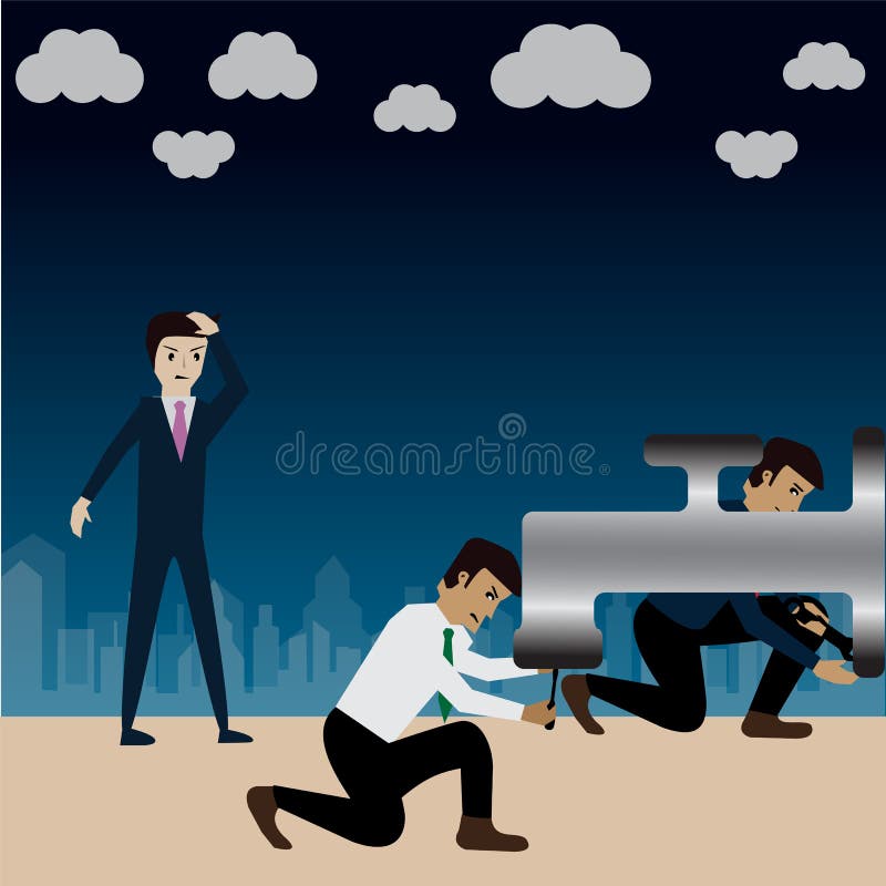 Business Success,try To Fix the Pipe Stock Vector - Illustration of ...