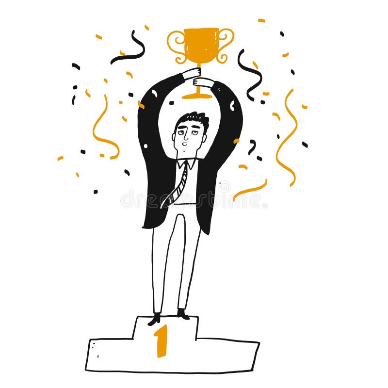 Business Man Holding Trophy Stock Vector Illustration Of Person
