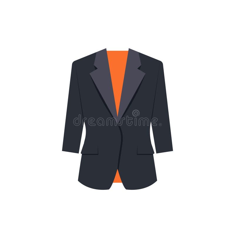Business Suit Icon, Formal Black Blazer for Men, Flat Vector ...