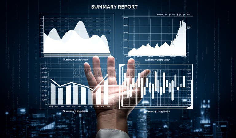 Business Summary Report Display with Graphs and Data Analysis in Night ...