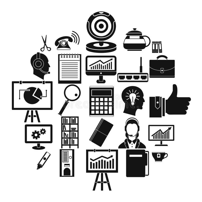 Business Support Icons Set, Simple Style Stock Vector - Illustration of ...