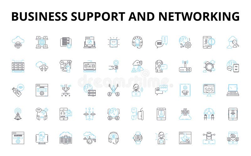 Business Support and Networking Linear Icons Set. Collaboration ...