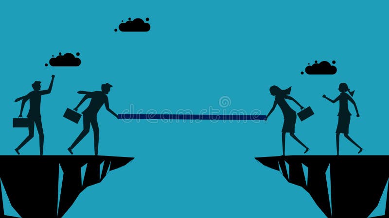 Business Support. Silhouette Building a Bridge To Help Businesses Stock ...