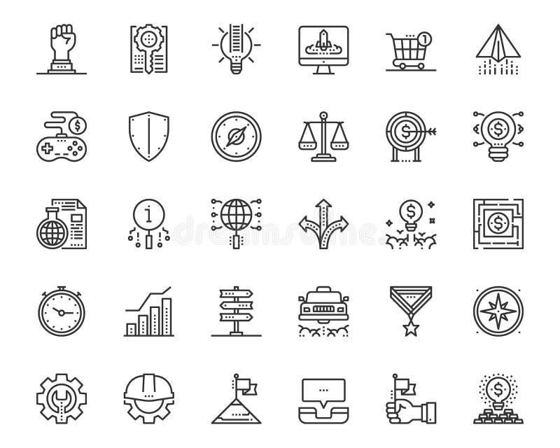 Business Symbols Elements Line Icons ,Protection, Management ,Future ...