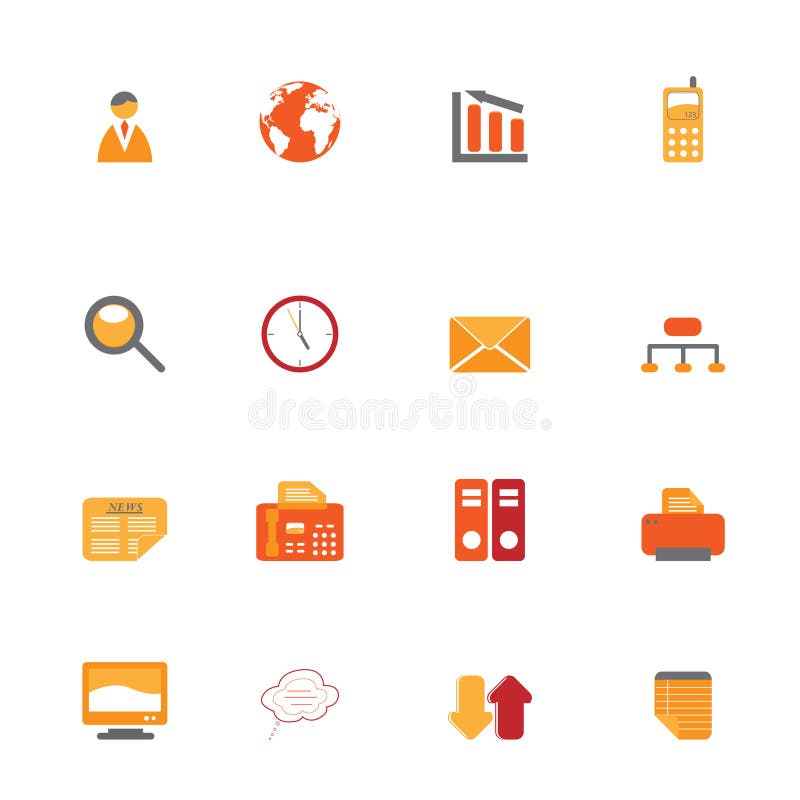 Business Symbols in Orange Tones Stock Vector - Illustration of ...