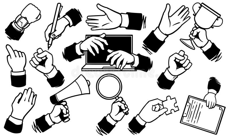 Business Symbols Vector Illustration Objects. Hand Gesture with ...