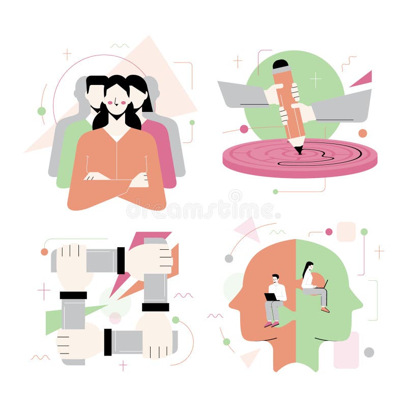 Business Synergy Concept Set. Collaboration and Teamwork Stock Vector ...