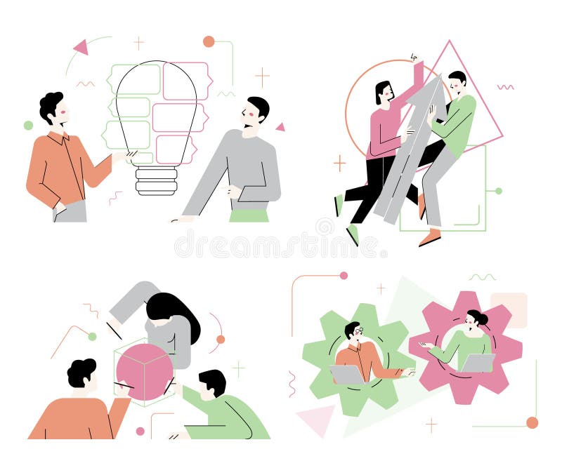 Business Synergy Concept Set. Collaboration and Teamwork Stock Vector ...