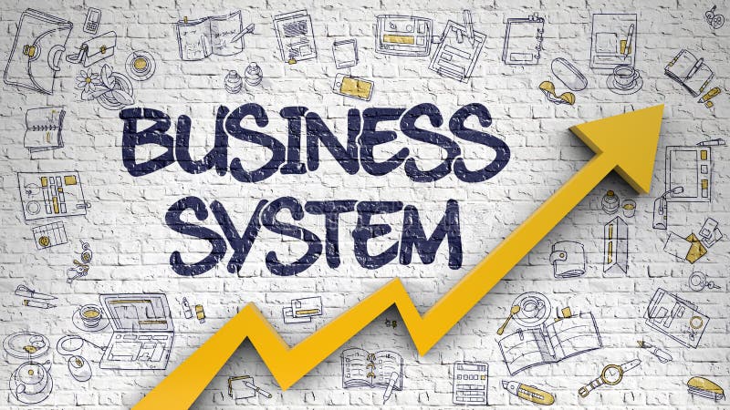 Business System Drawn on White Brickwall. 3d Stock Illustration ...