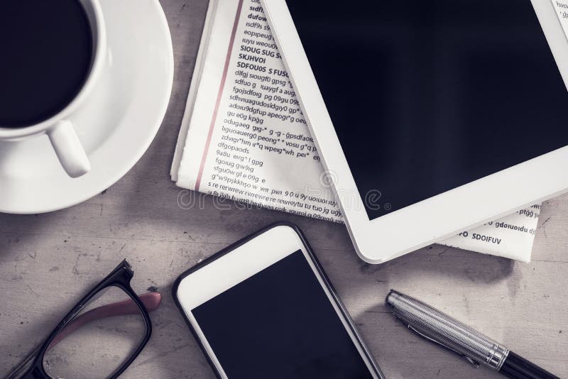 Business Table Concept Close Up View Stock Image - Image of tablet ...