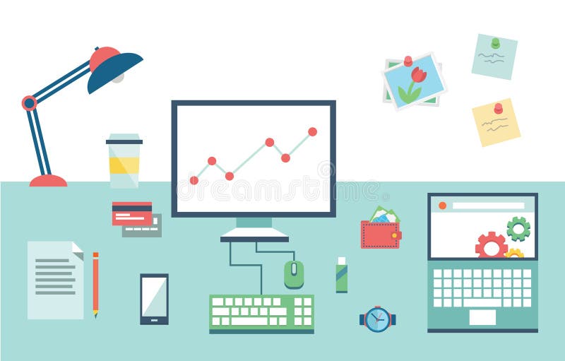 Business Table Layout stock illustration. Illustration of network ...