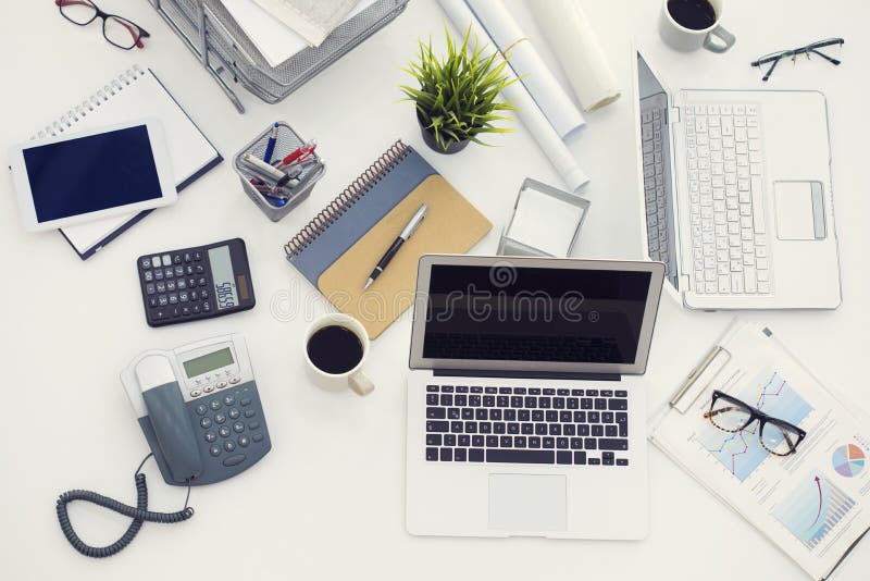 Business Table in the Office Stock Image - Image of document, coffee ...