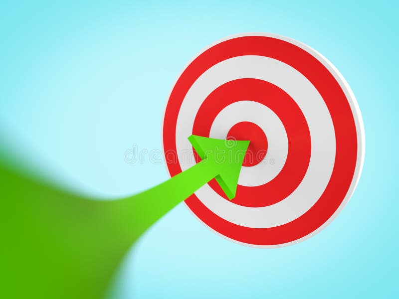 Business Target Concept with Green Arrow Direct To Dartboard Stock ...