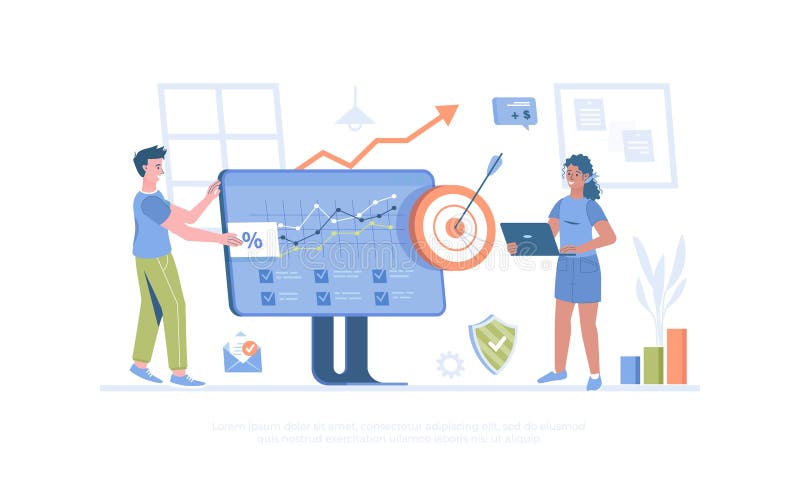 Productive Management, Organization for Business Achievement, Tiny People Work with List Stock ...