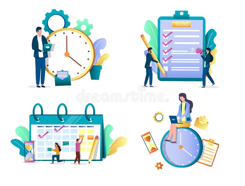 Task Management Concept Vector Isolated Illustration Set Stock Vector ...
