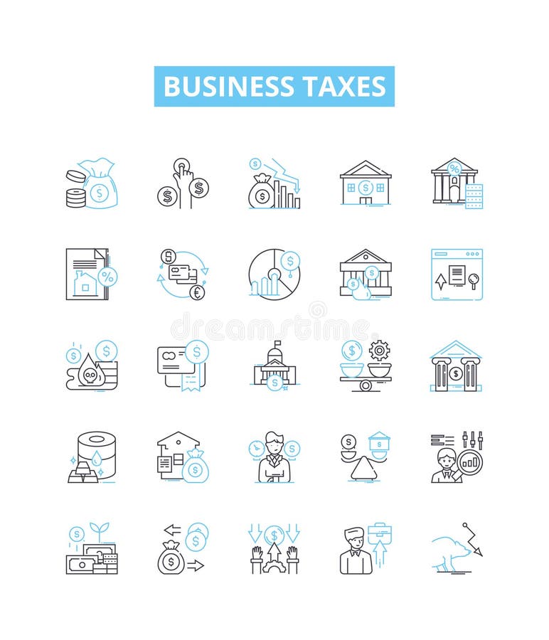 Business Taxes Vector Line Icons Set. Taxes, Business, Filing ... Business Taxes Vector Line Icons Set. Taxes, Business, Filing ...
