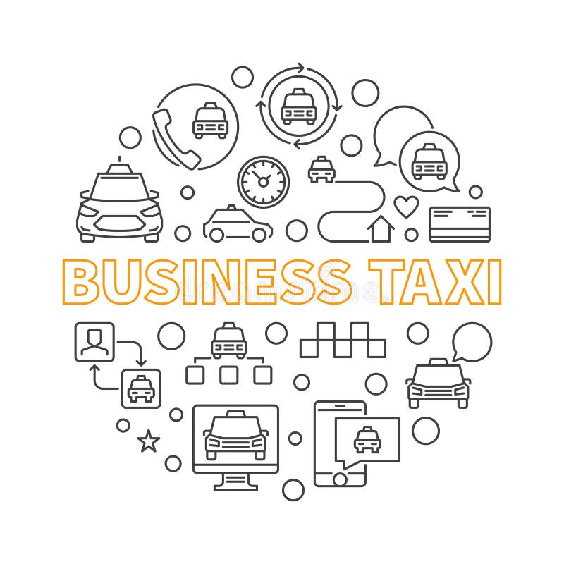 Business Taxi Vector Concept Round Simple Line Illustration Stock ...