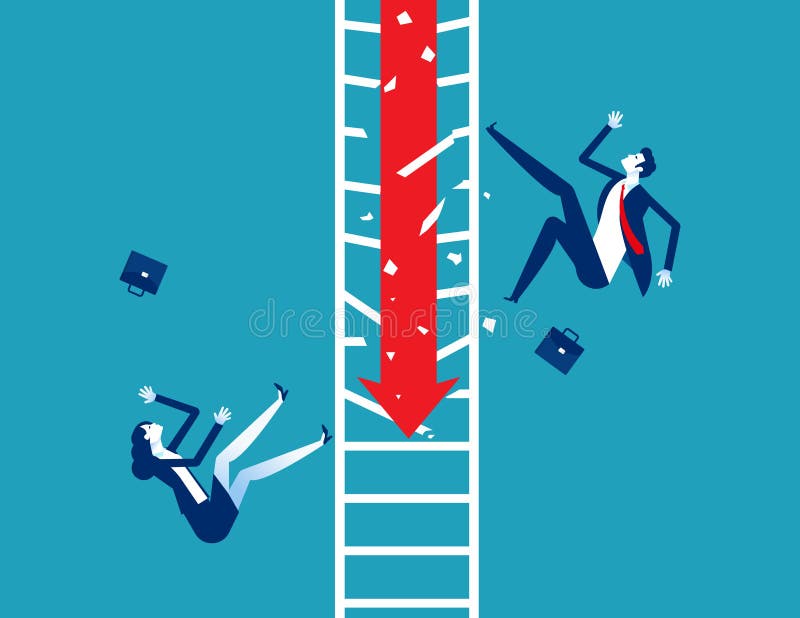 Accidentally Fell from the Broken Ladder. Little Business Vector Style ...