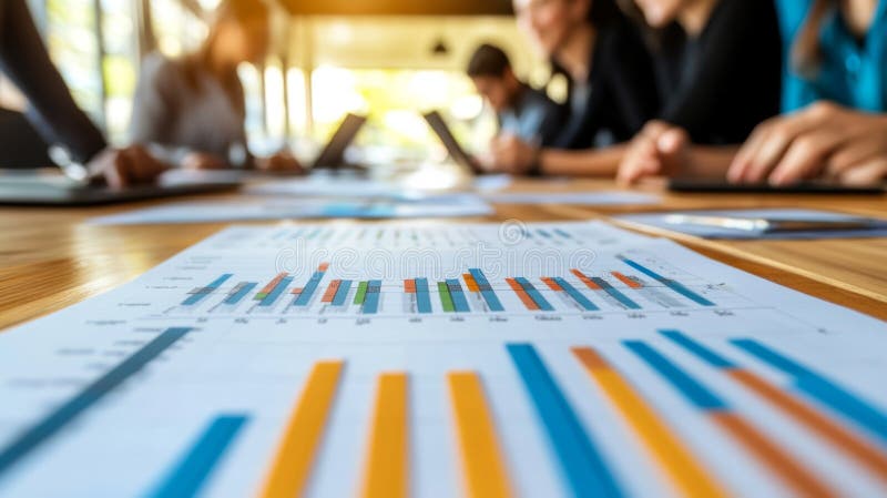 Business Team Analyzing Financial Charts and Graphs, Collaborating on ...