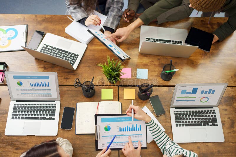 Business Team Analyzing Financial Data . Concept of Teamwork. Stock ...