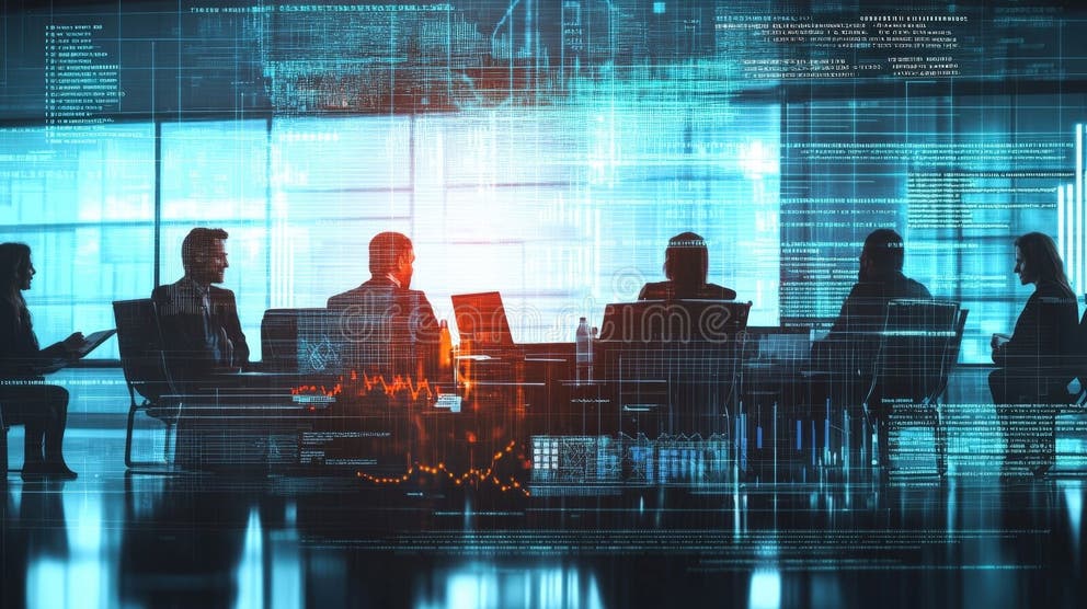 Business People Discussing Cyber Security in Meeting Room Stock Photo ...