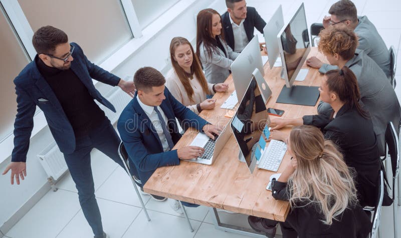 Business Team Analyzing the Information Coming To the Office Stock ...