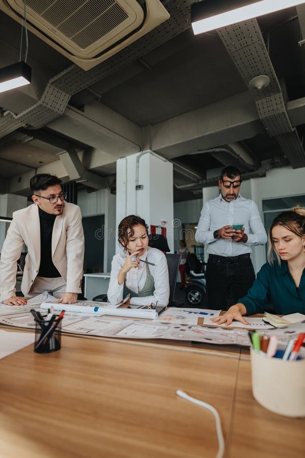 Business Team Analyzing Project Strategies in Modern Office Setting ...
