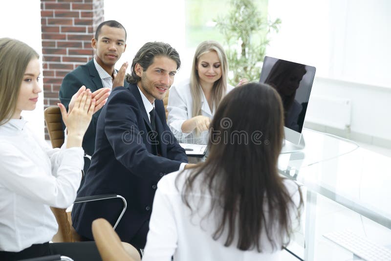 Business Team Applauding the Speaker at the Workshop Stock Photo ... Business Team Applauding the Speaker at the Workshop Stock Photo ...