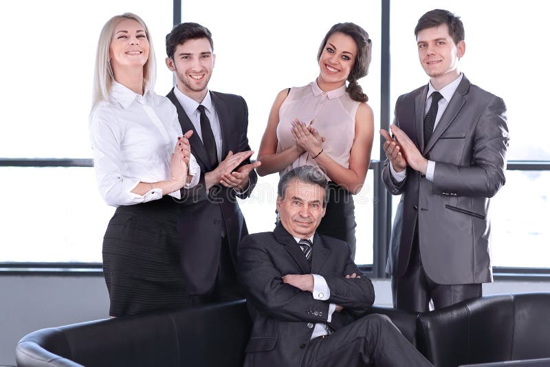 Business Team Applauds Their Leader. Winning Concept Stock Photo ...