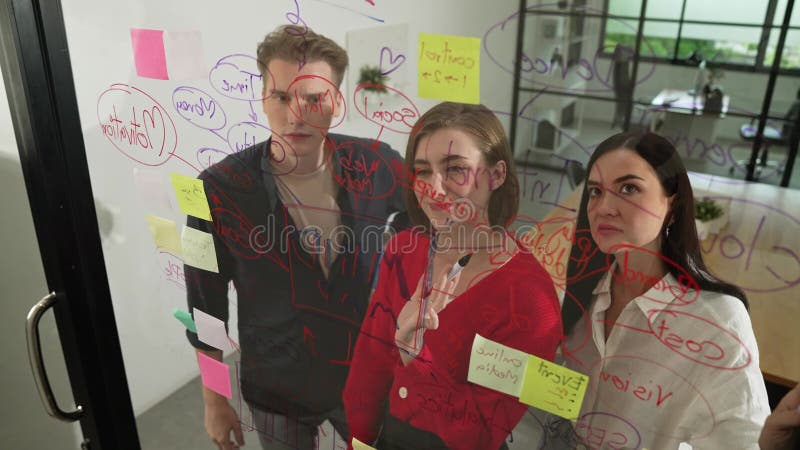 Business Team Brainstorming Idea by Using Colorful Sticky Note ...